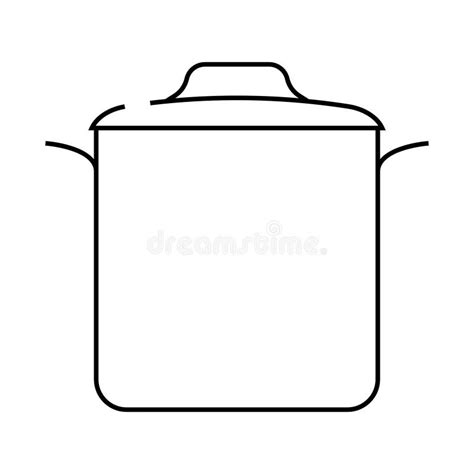 Soup Pot Cooking Line Icon Vector Illustration Stock Illustration