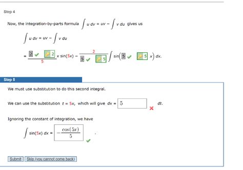 Solved Tutorial Exercise Evaluate The Integral 2x Cos 5x