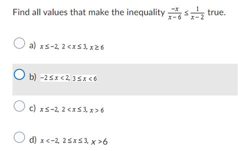 Solved Find All Values That Make The Inequality Xx X Chegg