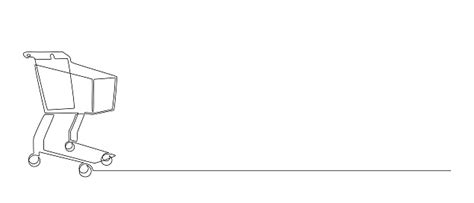 장바구니의 연속 선 그리기 1개 온라인 상점 구매 및 슈퍼마켓 기호는 간단한 선형 스타일입니다 편집 가능한 스트로크로 지금