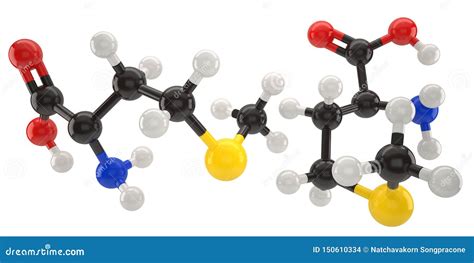 Methionine Molecule Structure 3d Illustration With Clipping Path Stock Illustration