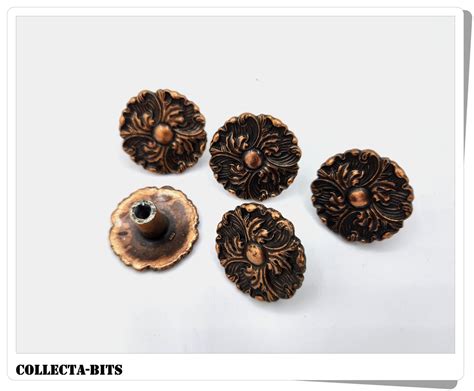 5 Amerock Ornate Old Drawer Knobs Or Pulls Copper Color Round Floral Etsy