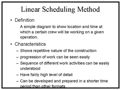 Linear Scheduling Method Definition A Simple Diagram To