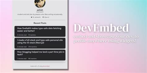 Devembed Embed Your Devto Profile Anywhere Using Widgets Linode