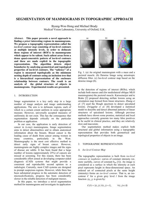 Pdf Segmentation Of Mammograms In Topographic Approach