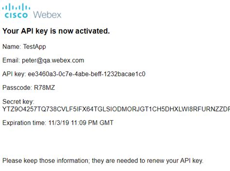 Api Key Registration Webex Meetings Cisco Devnet