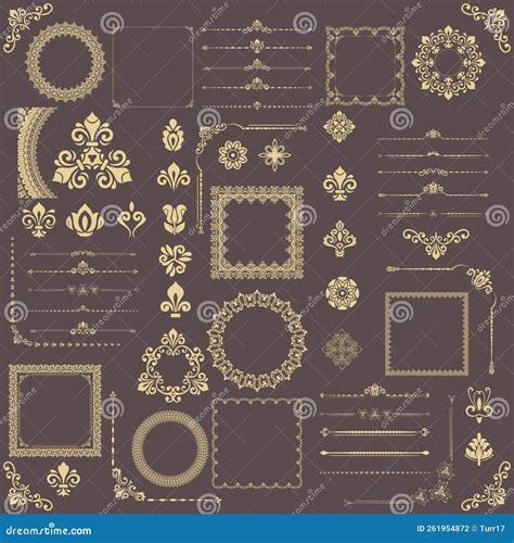 Vintage Big Set Of Classic Vector Patterns Collection Of Graphics Stock Vector Illustration