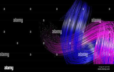 3d Abstract Neon Data Background Colored Glowing Energy Lines Spheres And Pulses On An Empty