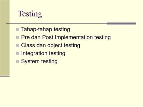 Tests Implementation