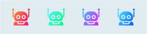 Robot Solid Icon In Gradient Colors Artificial Intelligence Signs Vector Illustration 39202525