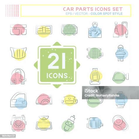 아이콘 세트 자동차 부품 자동차 기호와 관련이 있습니다 색상 별점 스타일 심플한 디자인 편집 가능 간단한 일러스트레이션 교통에 대한 스톡 벡터 아트 및 기타 이미지 Istock