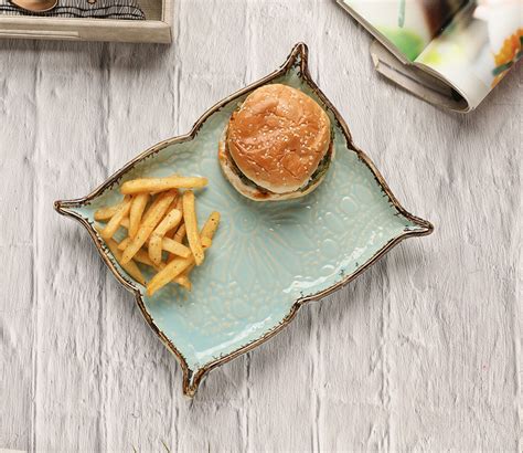 Buy Tranquil Ceramic Embossed Rectangular Serving Platter At 32 Off