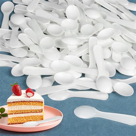 Mini Spoons 100 Pcs Dessert Spoons Plastic Disposable Cutlery Small