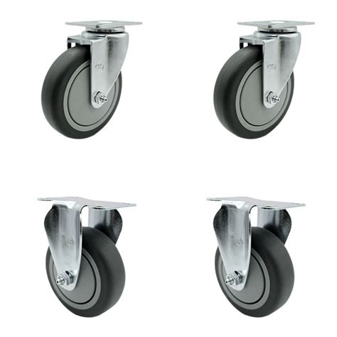 Service Caster 4 Piece Thermoplastic Rubber Top Plate Caster Set With 2