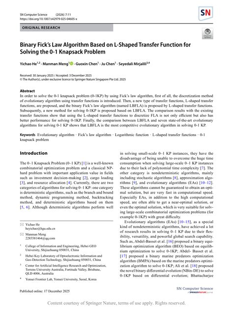 Binary Ficks Law Algorithm Based On L Shaped Transfer Function For