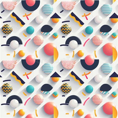 Assorted Shapes And Colors Seamless Pattern Stock Illustration