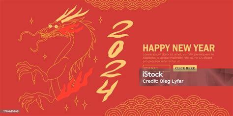 바우 하우스 중국어 2024 새해 배너 간단한 전통 장식과 빨간색에 윤곽선 용 초상화 달력 머리글 인사말 카드 포스터 인쇄 배경에 대한 대담한 형태의 그래픽 디자인 모던