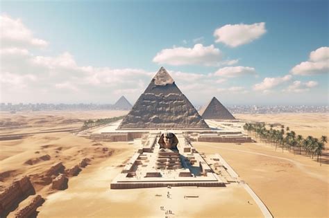 Premium Photo Aerial View Of The Iconic Sphinx And Pyramids In Generative Ai