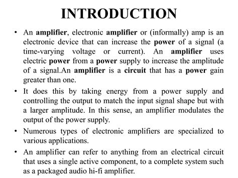 POWER AMPLIFIER Introduction To Power Amplifier Pptx Consumer Electronics Technology
