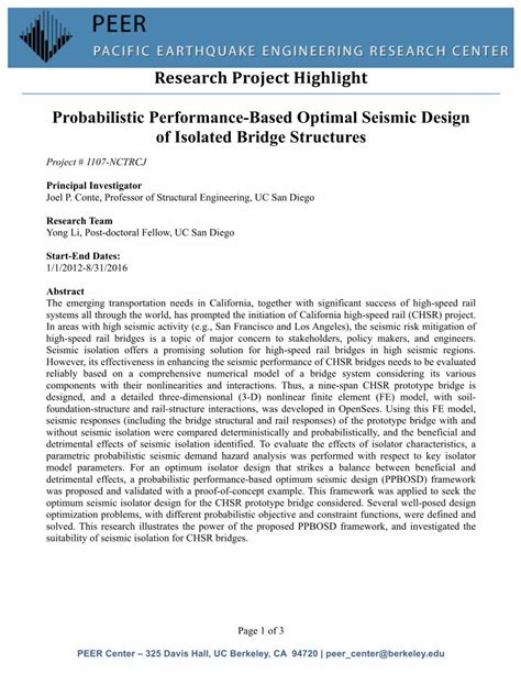 PDF Probabilistic Performance Based Optimal Seismic Design Of Proper Design And Seismic