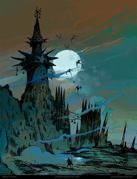 Artstation Swamp Tower Maxime Desmettre Environment Concept Art