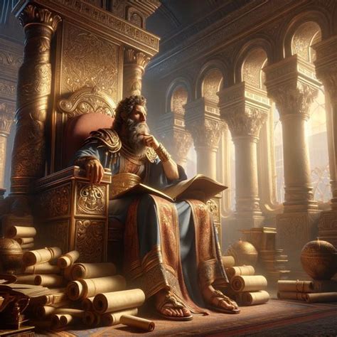 The Image Represents A Scene Inspired By The Wisdom Of Solomon As