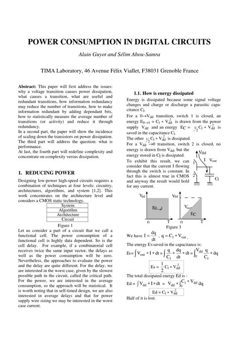 Pdf Power Consumption In Digital Circuits
