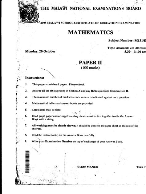 2008 Maths Paper 2 Pdf