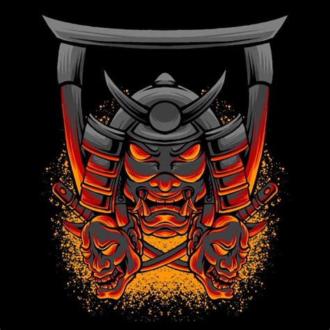 Premium Vector Vector Oni Samurai With Two Head Kitsune Japanese