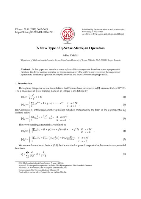 Pdf A New Type Of Q Szász Mirakjan Operators