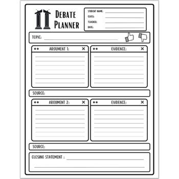 Debate Planner Sheet Classroom Debate Planner By Hajarteachingtools