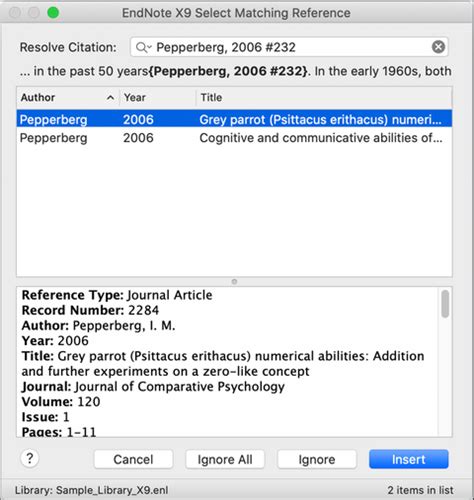 Q：word で Endnote を利用しているときに「endnote Select Matching Reference」という画面が表示され、指定したスタイルの書式にならない