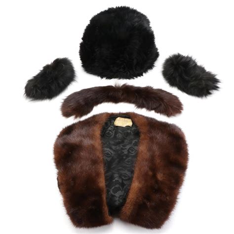 Bernard Altmann Mink Fur Collar Sweater Fur Collar Shearling Hat And Cuffs Ebth