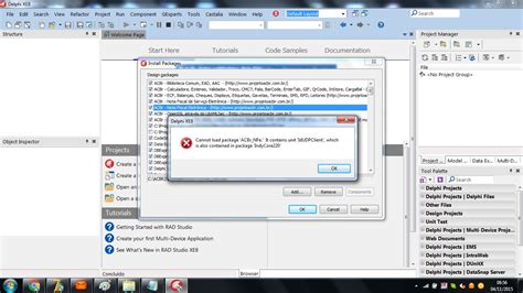 erro ao abrir delphi pacote acbr nfe acbrnfe projeto acbr