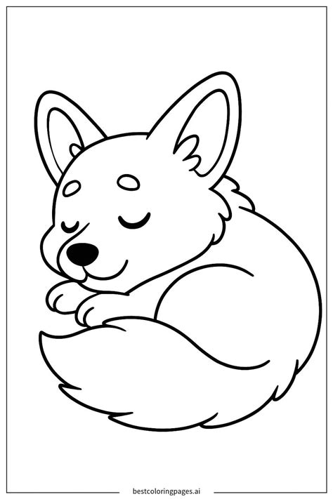 Спящий корги Раскраски Бесплатно для печати Bestcoloringpages Ai