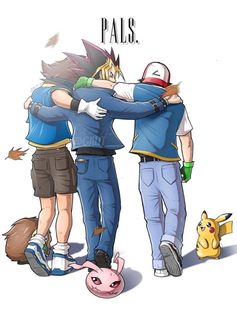 Ash Ketchum Koromon Kuriboh Pikachu Yagami Taichi Yami Yugi