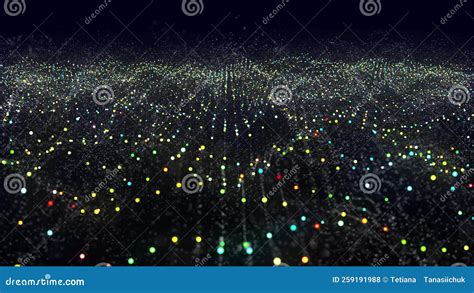 Dynamic Wave Of Colored Glowing Particles Digital Technology Background Abstract Digital