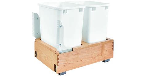 Rev A Shelf 4WC 18DM2 Wood Classics 21 3 4 Wood Bottom Mount Double 35 Qt 8 75 Gallon Pull