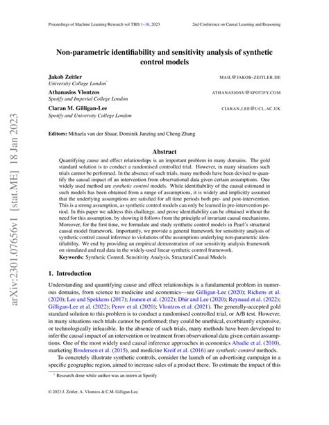 Non Parametric Identifiability And Sensitivity Analysis Of Synthetic