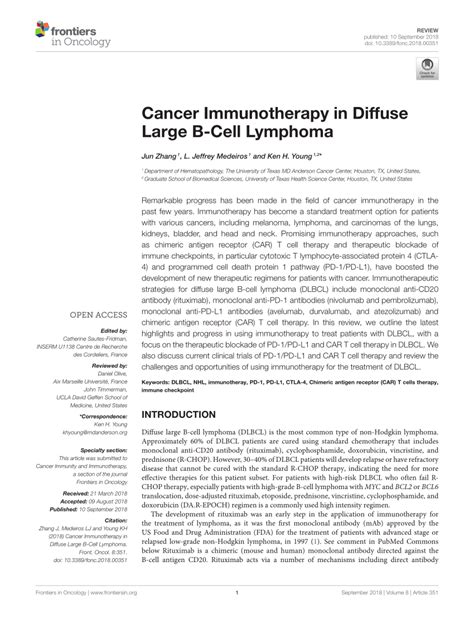 PDF Cancer Immunotherapy In Diffuse Large B Cell Lymphoma