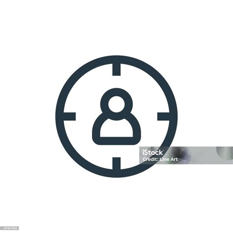 마케팅 개념에서 아이콘 벡터를 타겟팅합니다 타겟팅 편집 가능한 스트로크의 얇은 선 그림입니다 웹 및 모바일 앱 로고 인쇄 미디어에 사용하기 위한 선형 기호 타겟팅 0명에