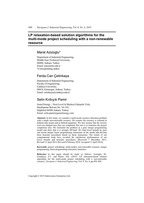Pdf Lp Relaxation Based Solution Algorithms For The Multi Mode