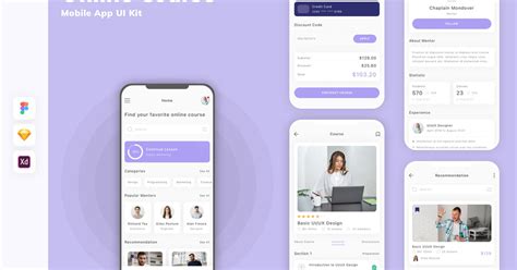 Online Course Mobile App Ui Kit Ux And Ui Kits Ft Online And Education Envato