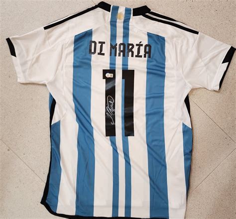 2022 World Cup Argentina Angel Di Maria Signed Soccer Jersey Beckett Ebay