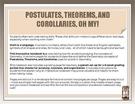 Geometry Interactive Notebook Postulates Theorems Definitions Note
