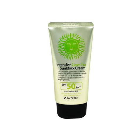 3w Clinic Intensive Green Tea Sunblock Cream Spf 50pa 70ml Skin