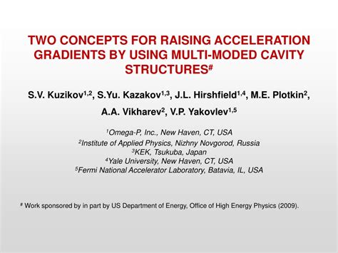 Ppt Raising Acceleration Gradients Using Multi Mode Cavity Structures Powerpoint Presentation