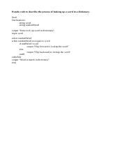 Pseudocode For Looking Word In Dictionary Docx Course Hero