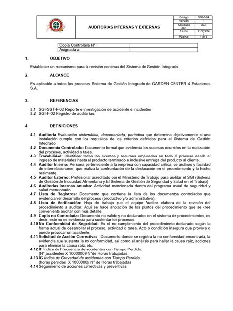 Auditorías Sgi En Garden Center Pdf Auditoría Contralor