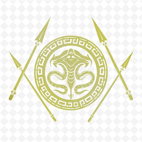 Ancient Greek Myrmidon Shield Logo With Serpents And Spears Creative